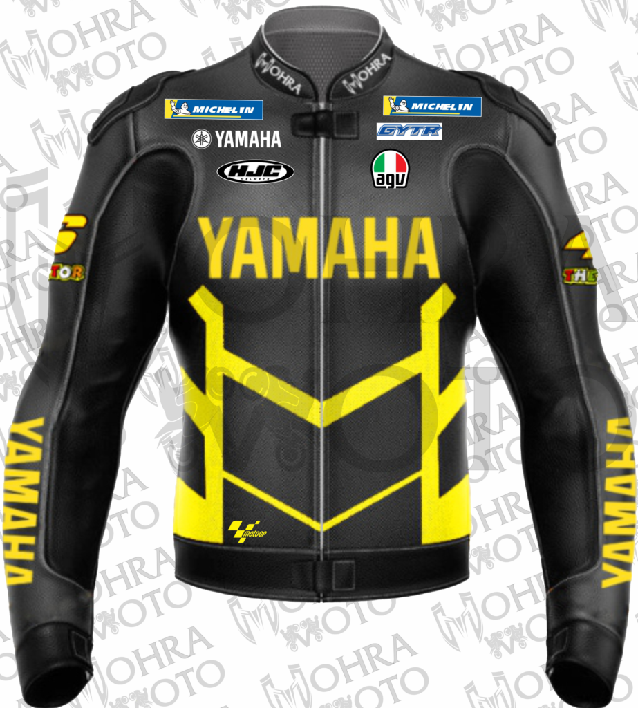 Yamaha VR46 Cowhide Leather Racing Motorcycle Jacket Unisex Motorbike ...