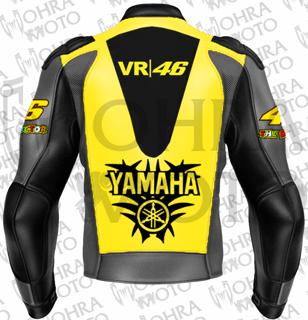 Yamaha VR46 Cowhide Leather Racing Motorcycle Jacket Unisex Motorbike ...